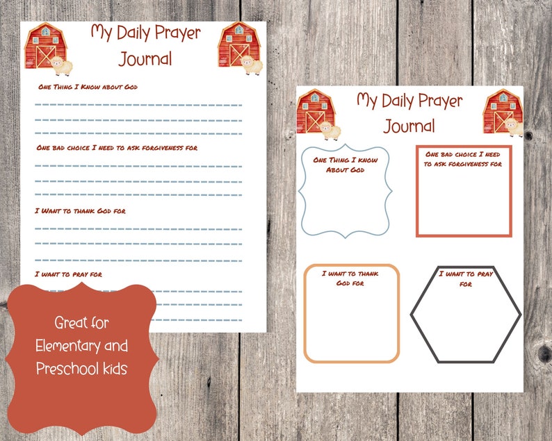 Kids Printable Prayer Journal, Perfect for Elementary and Preschool Age ...