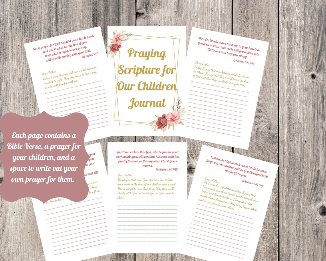 Prayer Journal for Moms, Scripture Prayers for Children (printable PDF ...