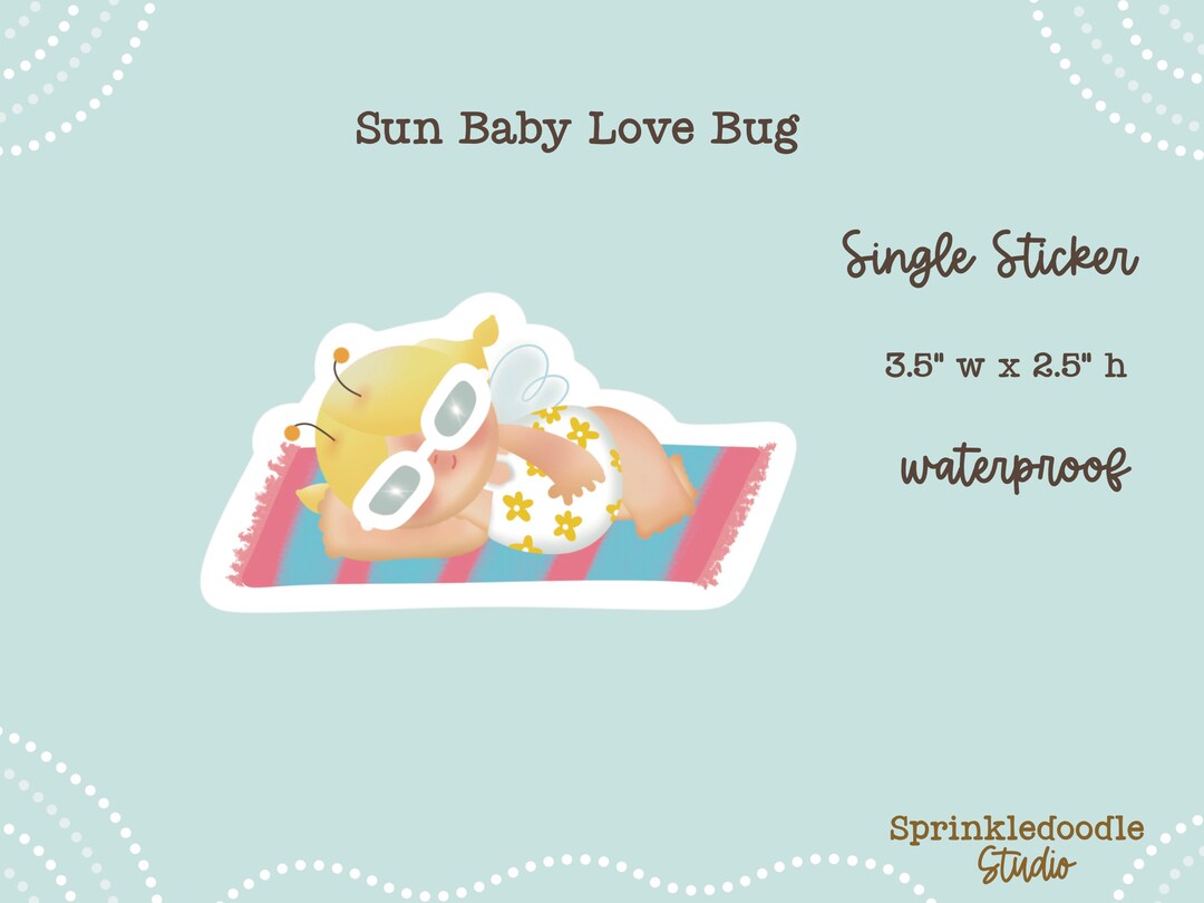 Sun-baby Love Bug Sticker: Bask in the Adorable Relaxation of a Sunny ...