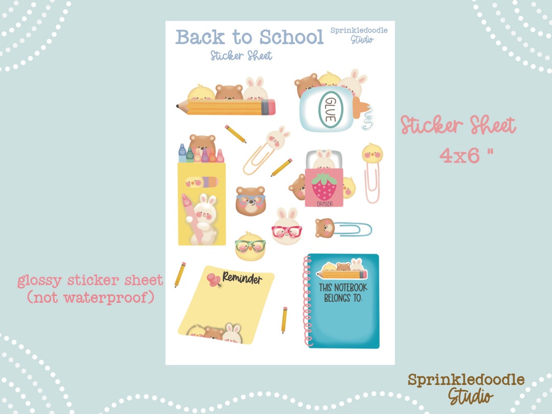 Back-to-school Buddies: Adorable Sticker Sheet With Bear, Bunny, and ...