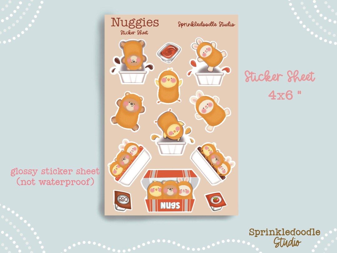 Nuggies Sticker Sheet: Kawaii Chicken Nugget Friends - Etsy