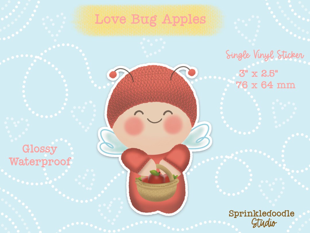 Love Bugs Apples Single Sticker - Etsy