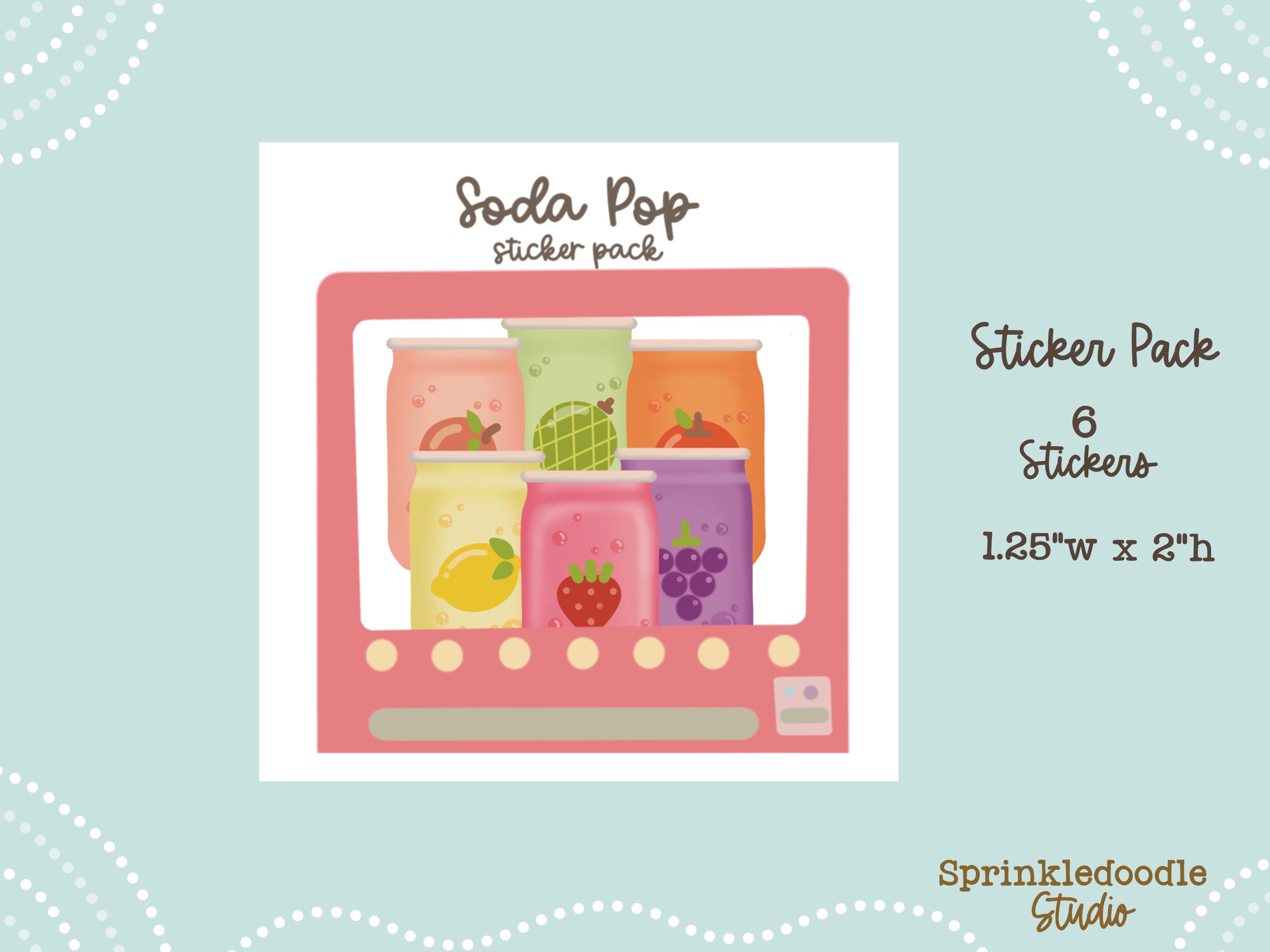 Bubbly Bliss: 6 Kawaii Soda Pop Flavors Sticker Pack for Sweet ...