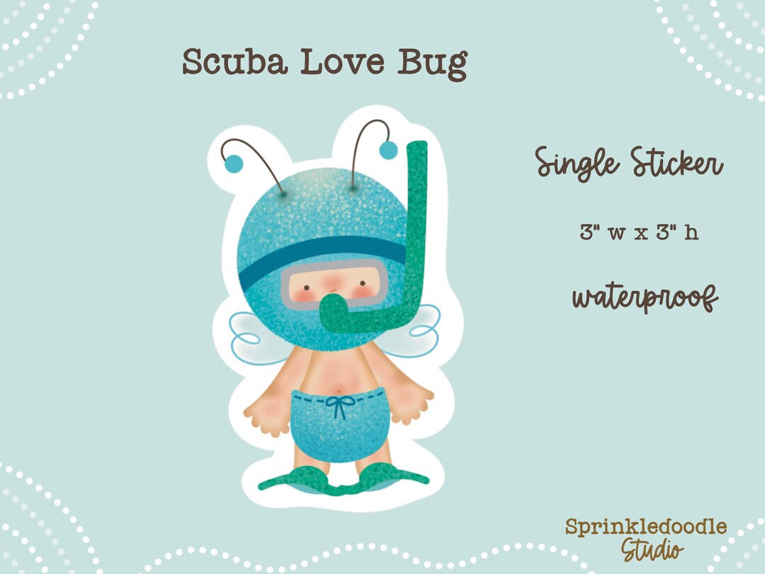 Scuba Love Bug Sticker: Dive Into Adventure With an Adorable Underwater ...