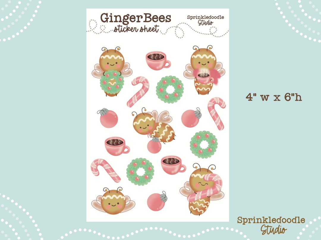 Ginger Bees Christmas Sticker Sheet: Kawaii Planner Stickers - Etsy