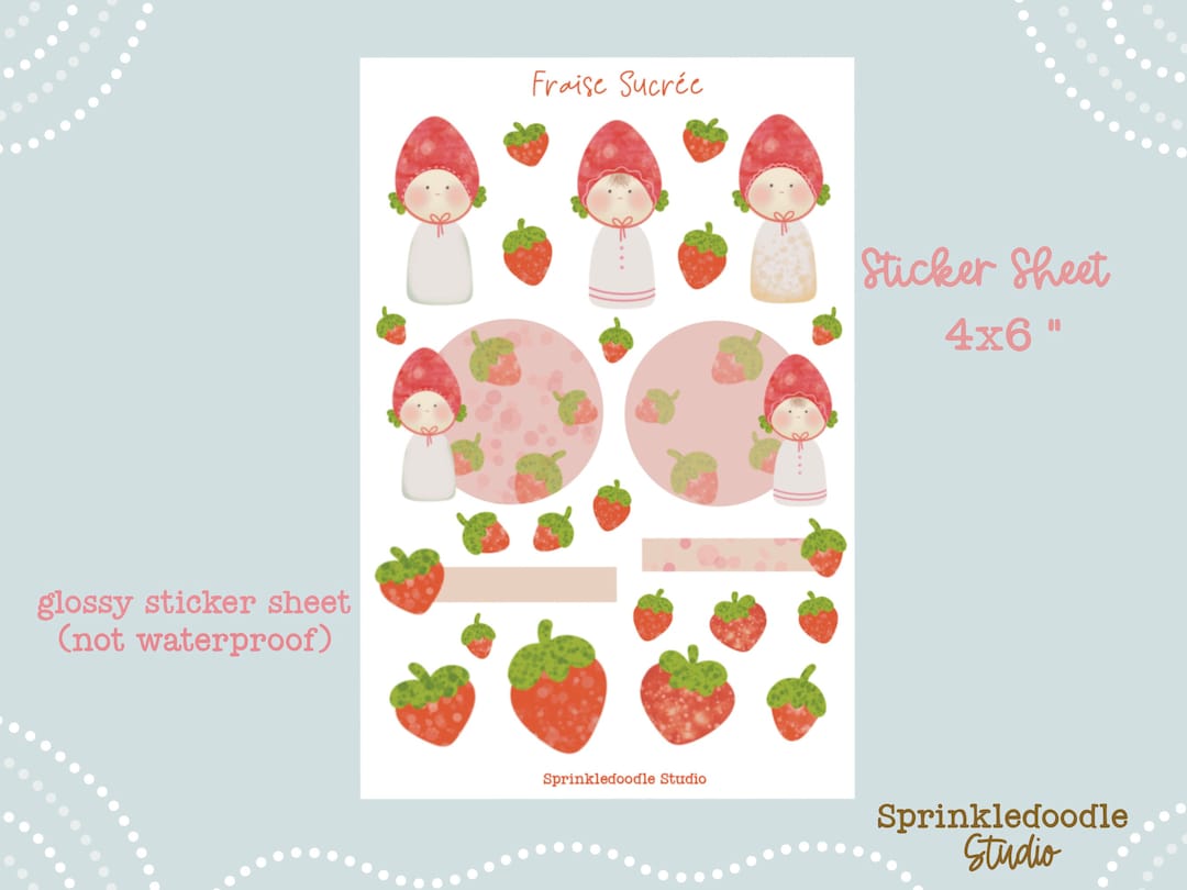 Fraise Sucree: Sweet Strawberry Sticker Sheet Japanese/french Design - Etsy
