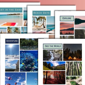 Travel Vision Board With Travel Quotes, Bucket List Templates ...