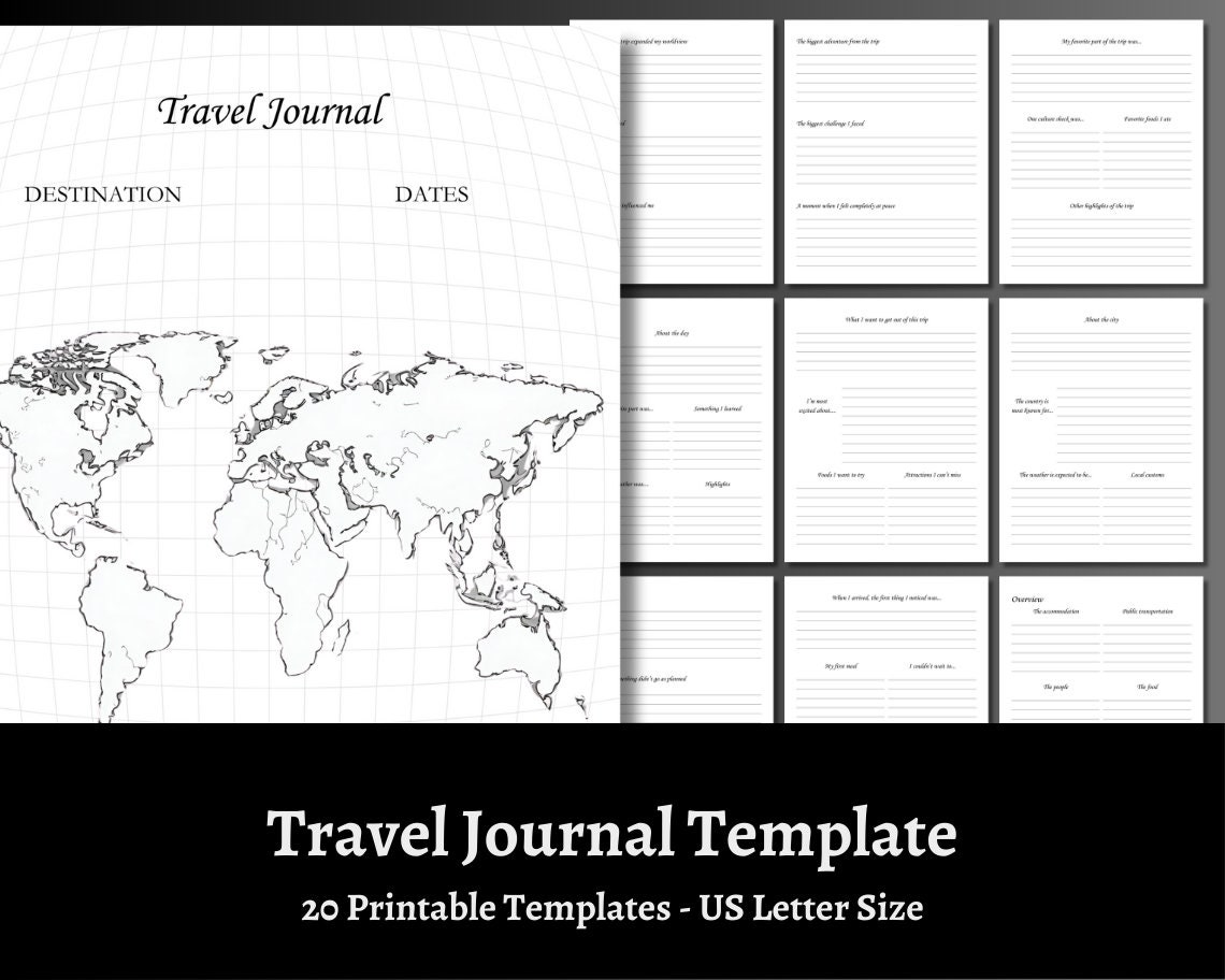 Printable Travel Journal Template Set - Etsy