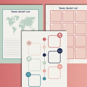 Travel Vision Board With Travel Quotes, Bucket List Templates ...