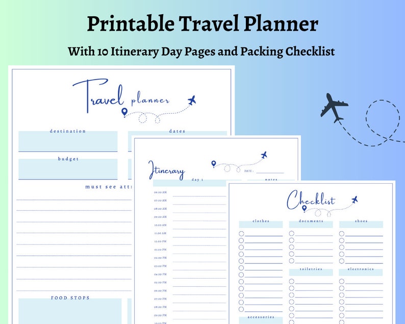 Travel Planner, Itinerary, and Checklist - Etsy