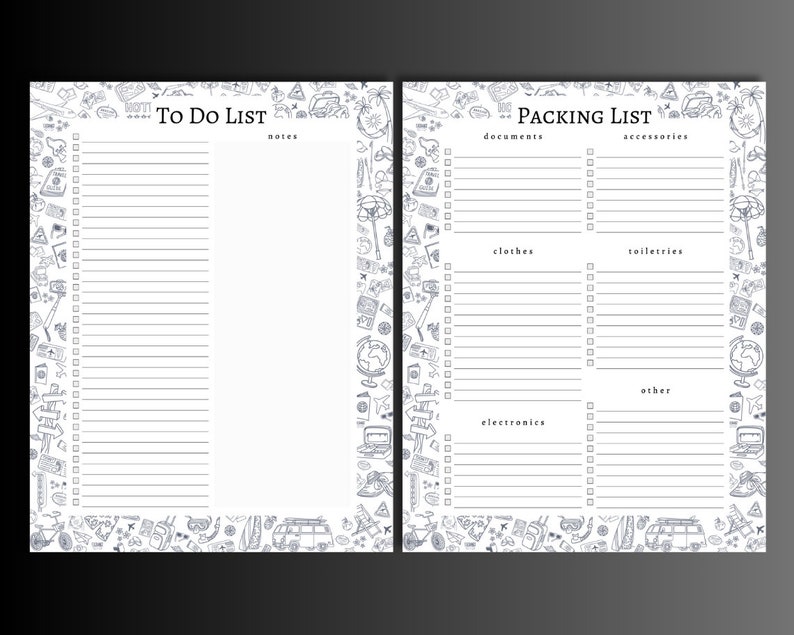 Travel Planner, Itinerary, Checklist Package - Etsy