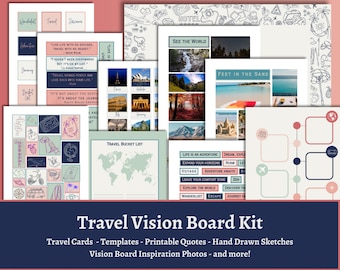 Printable Travel Vision Board Planner Travel Vision Board Template ...