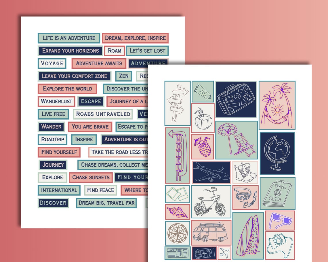 Travel Vision Board With Travel Quotes, Bucket List Templates ...