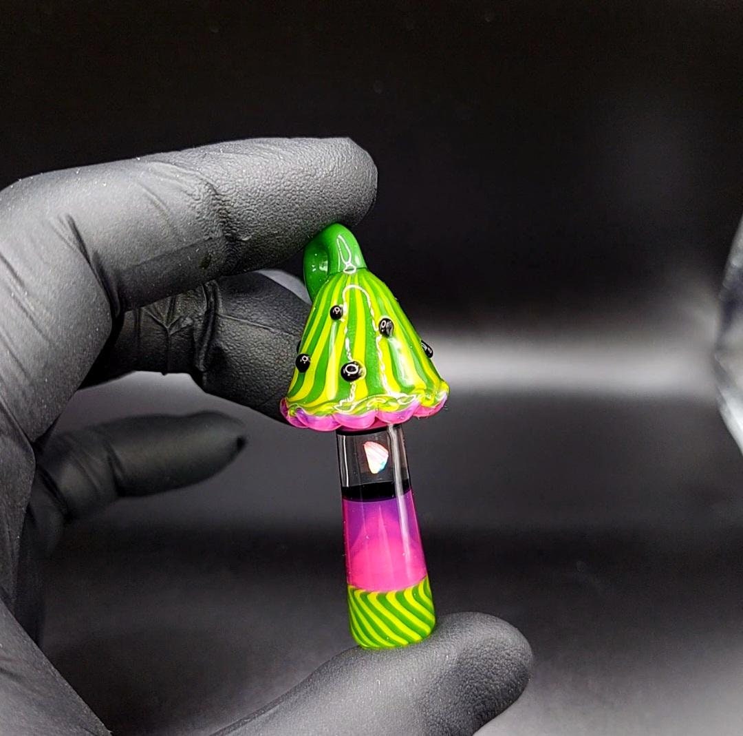 Watermelon Mushroom Glass Pendant With Opal - Etsy