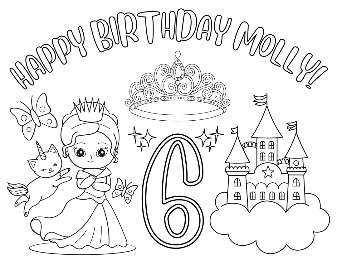 Custom Birthday Princess Coloring Sheet - Etsy