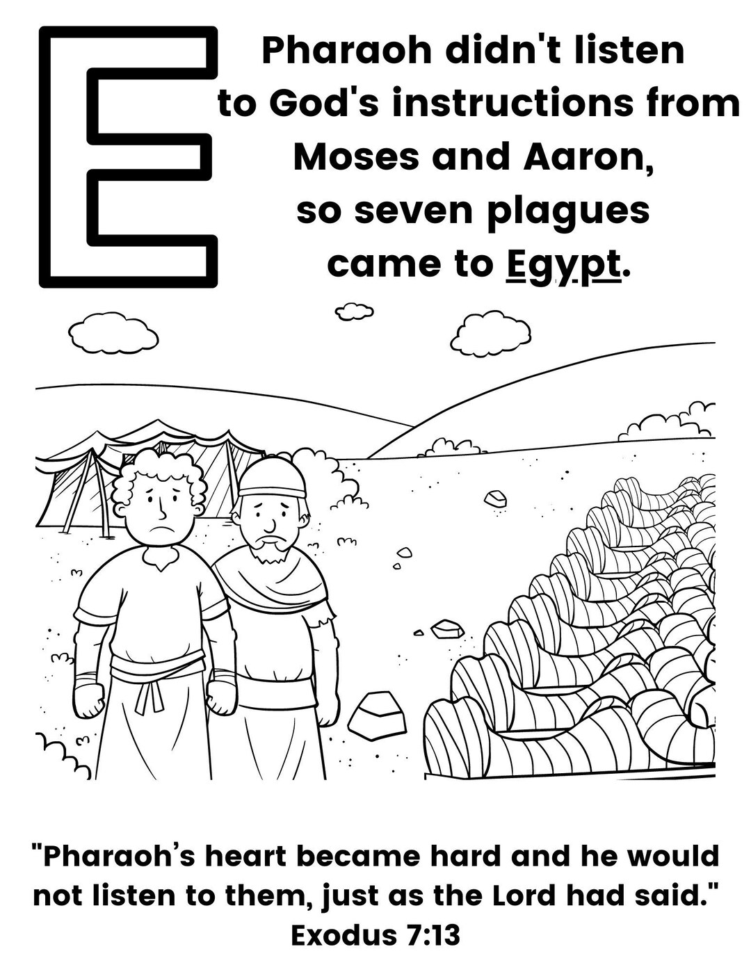 Bible Story Alphabet Coloring Sheet- “E”, PDF Printable Download, Old ...