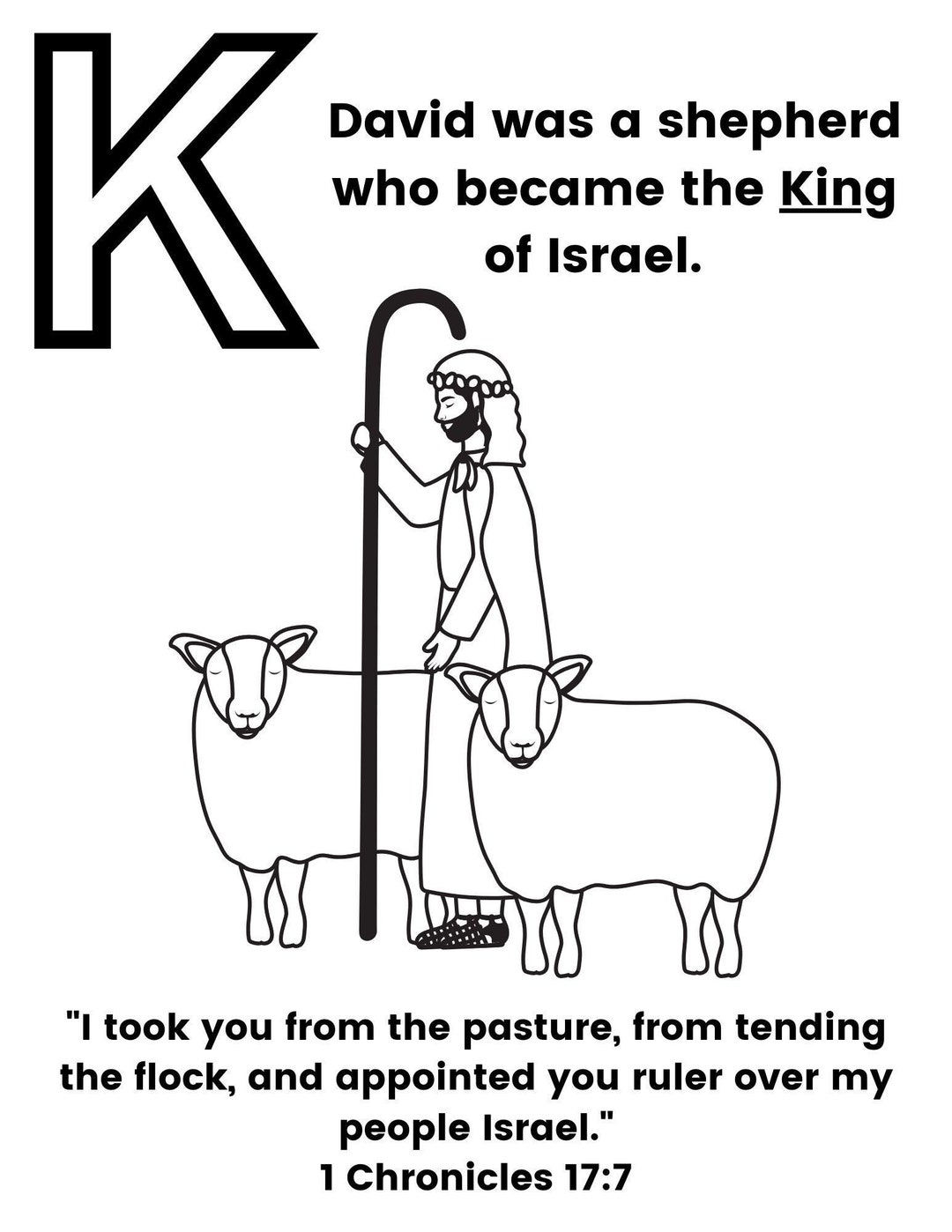 Bible Story Alphabet Coloring Sheet- “K”, PDF Printable Download, Old ...