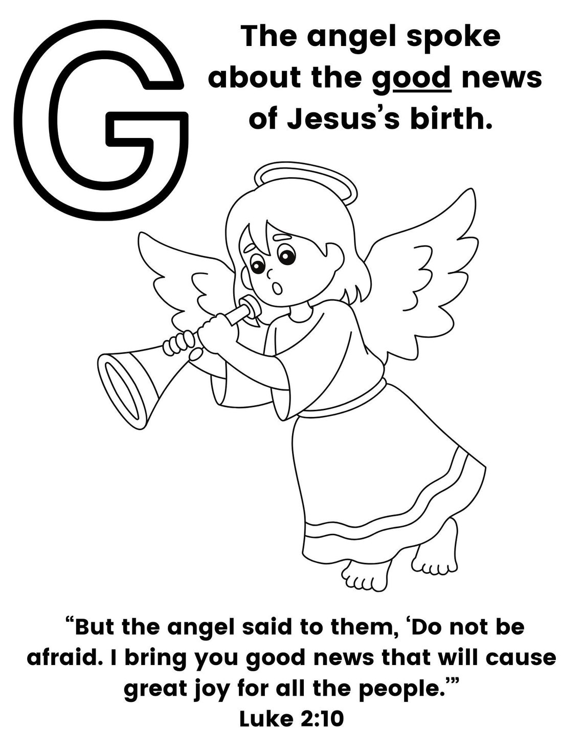 Bible Story Alphabet Coloring Sheet- "g", PDF Printable Download ...