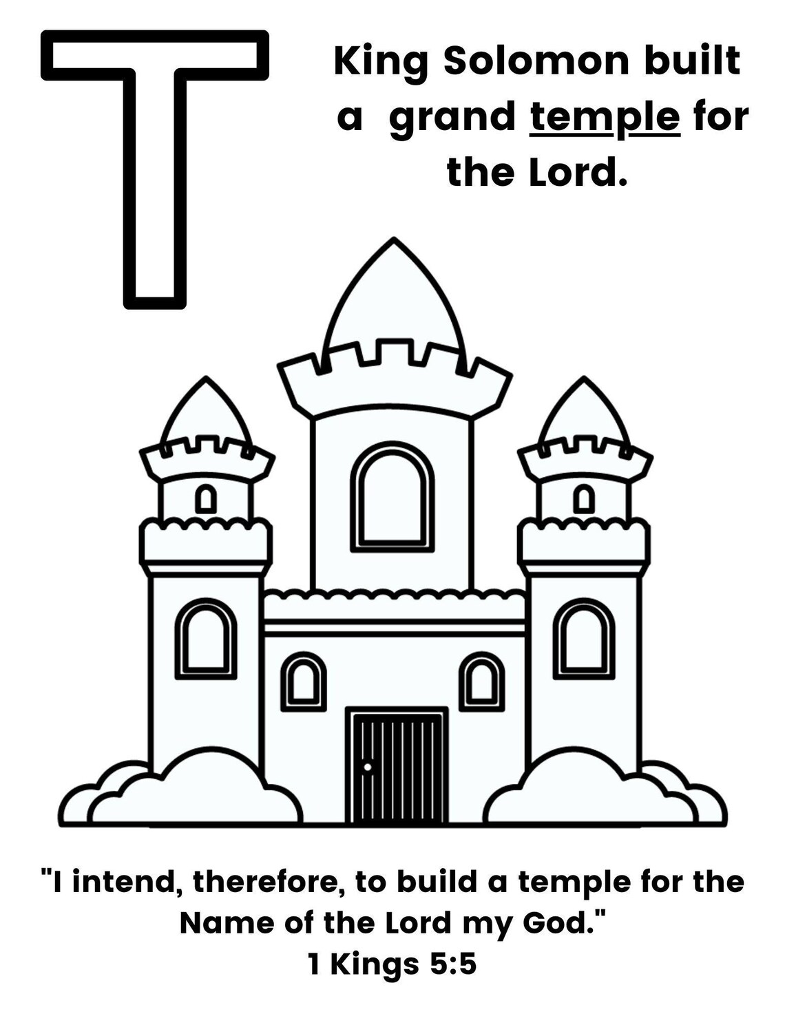 Bible Story Alphabet Coloring Sheet- “T”, PDF Printable Download, Old ...