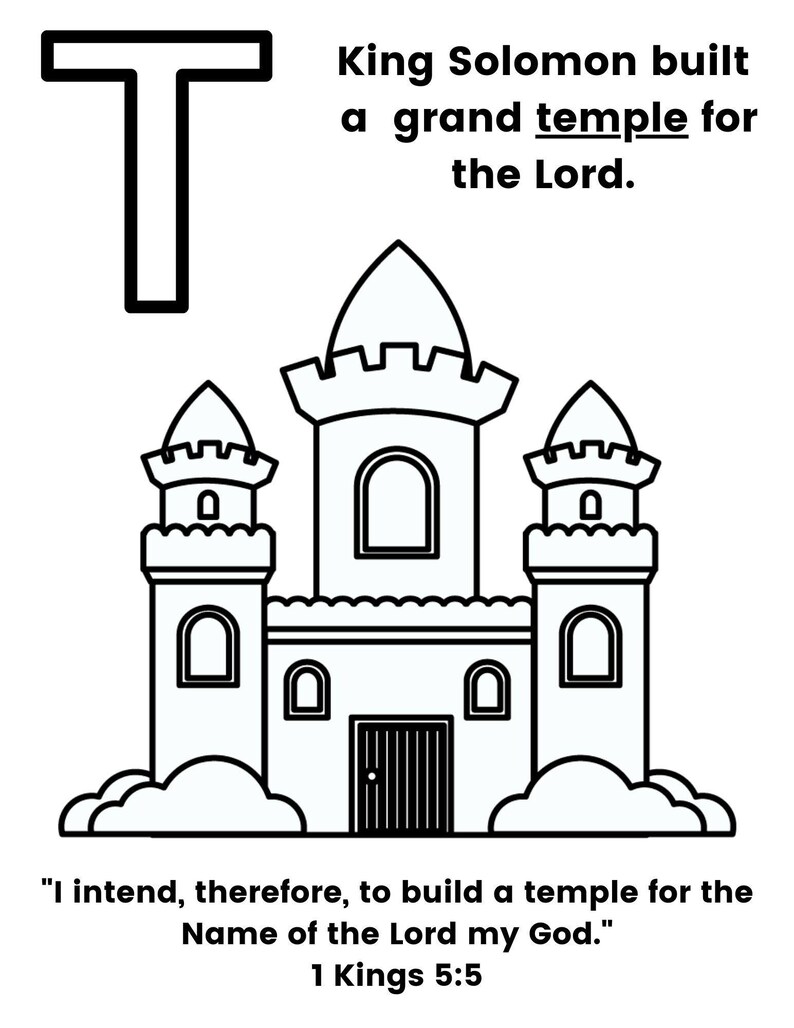 Bible Story Alphabet Coloring Sheet- “T”, PDF Printable Download, Old ...