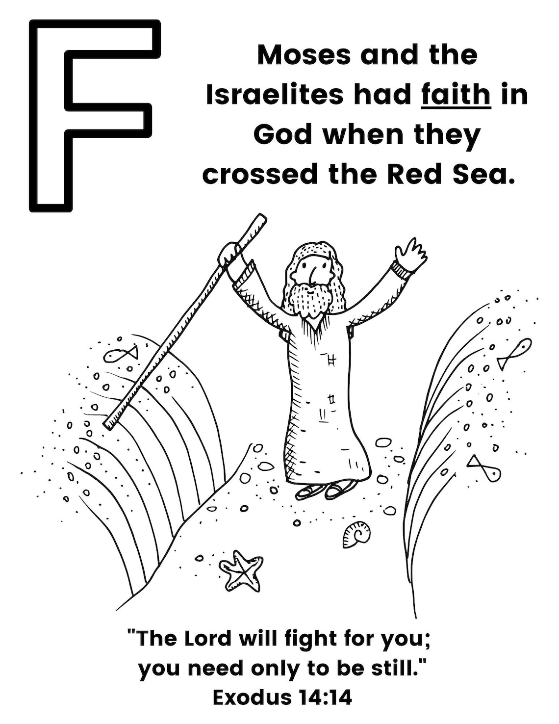 Bible Story Alphabet Coloring Sheet- “F”, PDF Printable Download, Old ...