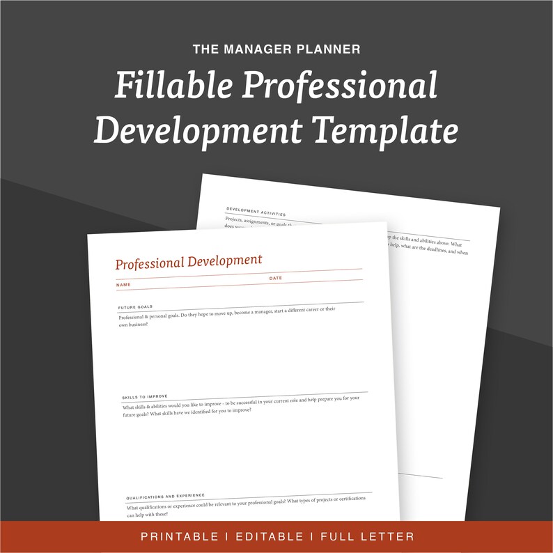 Professional Development Template, Employee Template, Manager Template ...