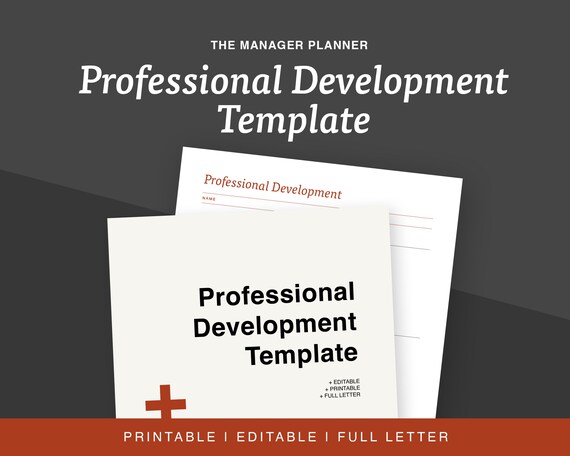 Professional Development Template Employee Template Manager | Etsy