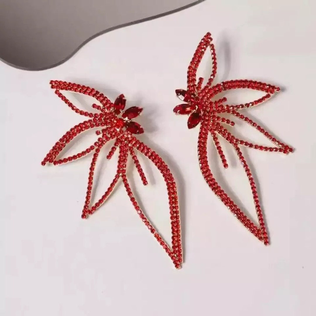 Womens Statement Earrings, Rhinestone Pageant Earrings, Large Prom ...