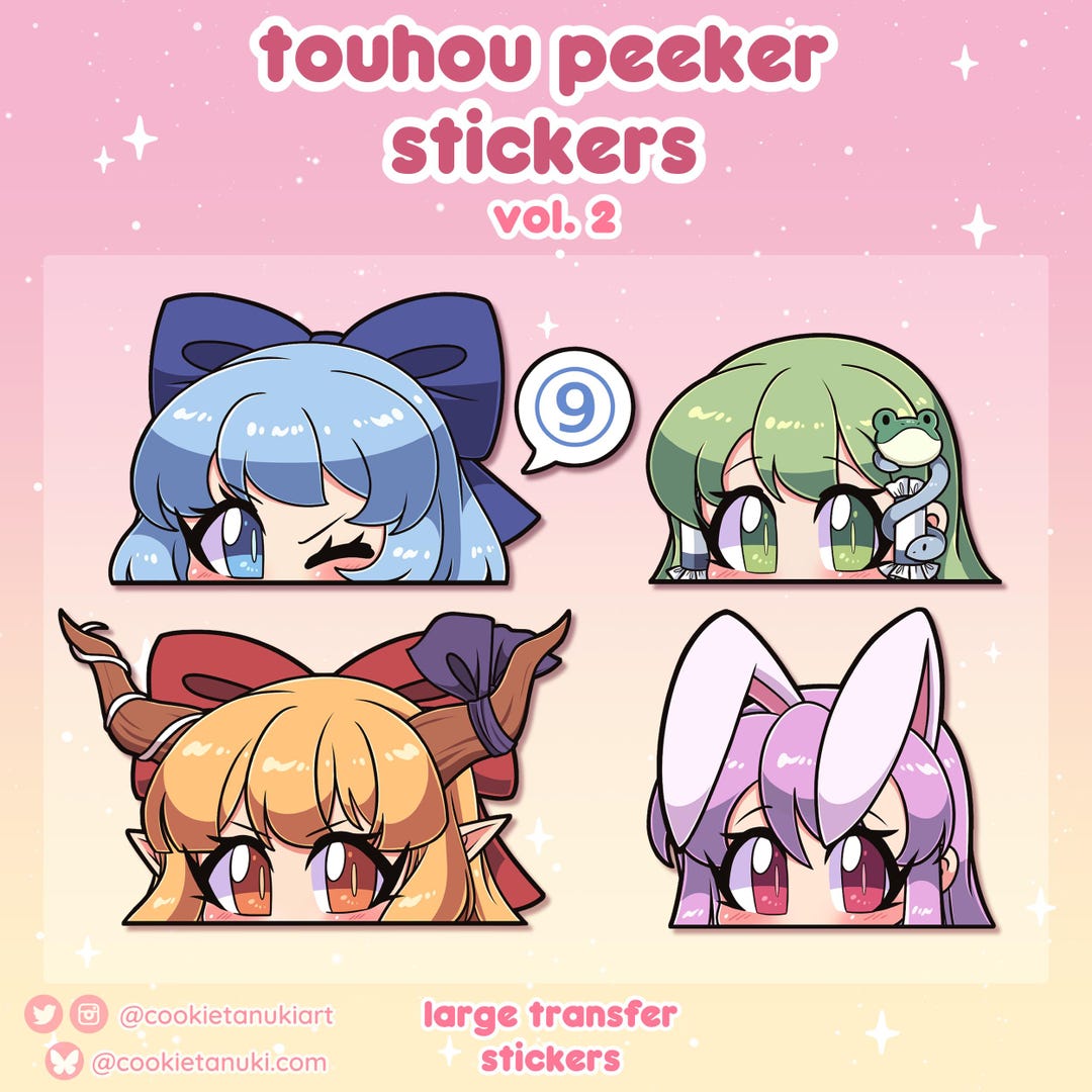 Touhou Project Vol 2. Peeker Transfer Stickers || Waterproof Vinyl - Etsy