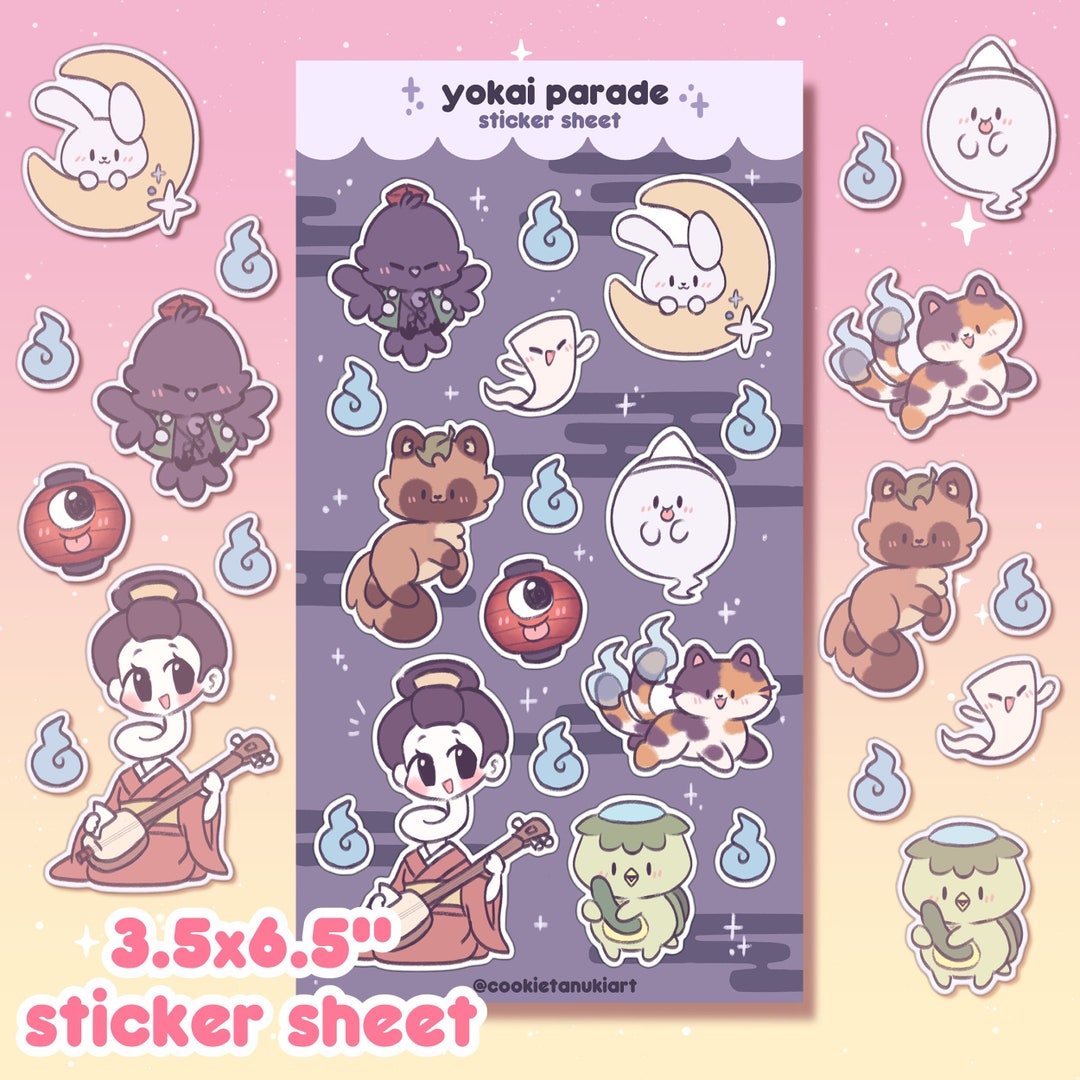 Yokai Parade Sticker Sheet Waterproof Vinyl - Etsy