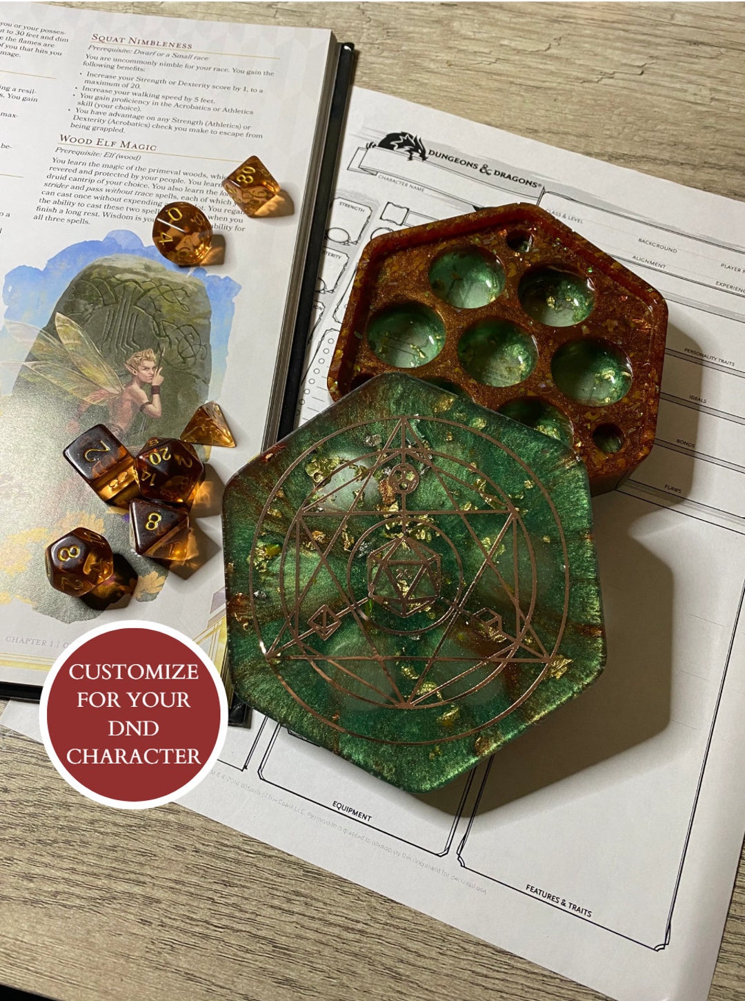 Custom Dice Holder/tray & Matching Dice, Gift for Him, Dnd Dice Holder ...