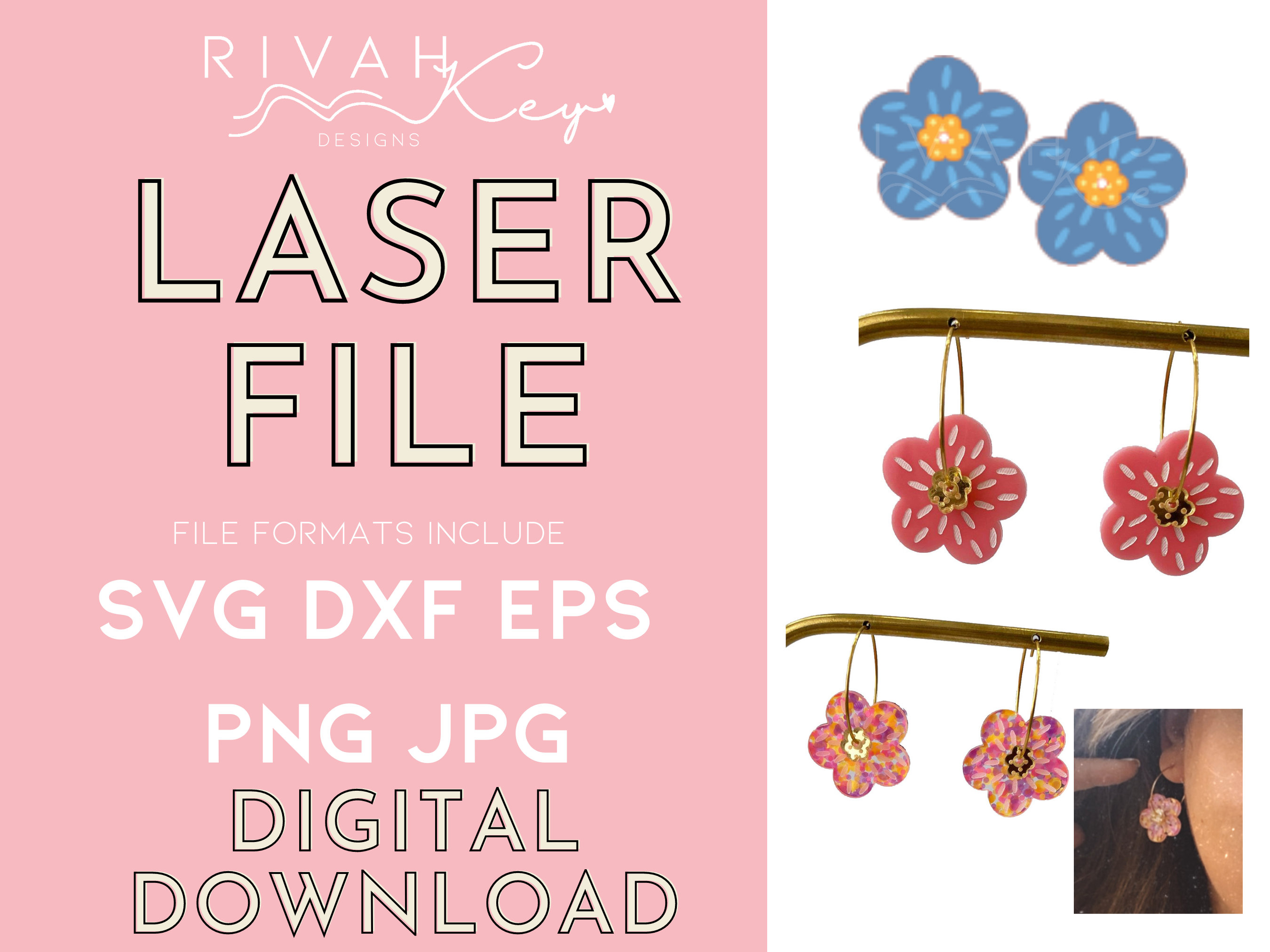 Earrings SVG | Flower Earrings Template, Bloom Hoop Earrings, Laser Cut ...