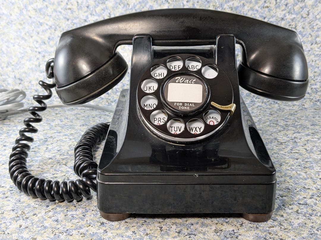 Semi-working "lucy" Rotary Dial Telephone 1940s - Vintage Antique Black ...