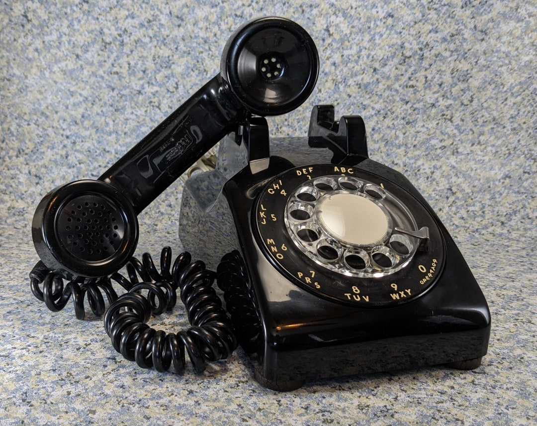 Working Black Rotary Dial Landline Desk Telephone Set - Vintage 500 ...