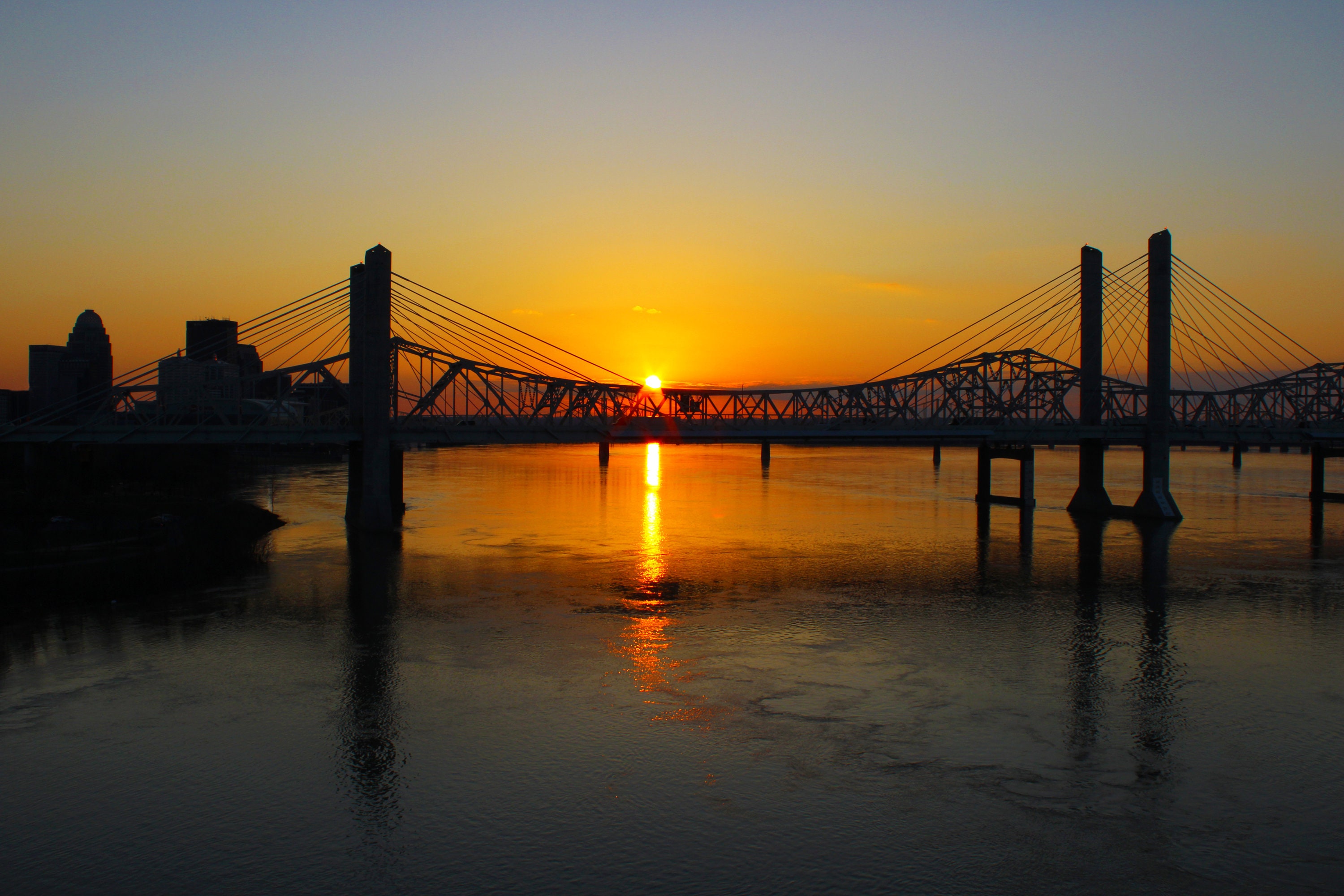 Louisville Kentucky Bridge Sunset Photo on Canvas, Modern Wall Art ...