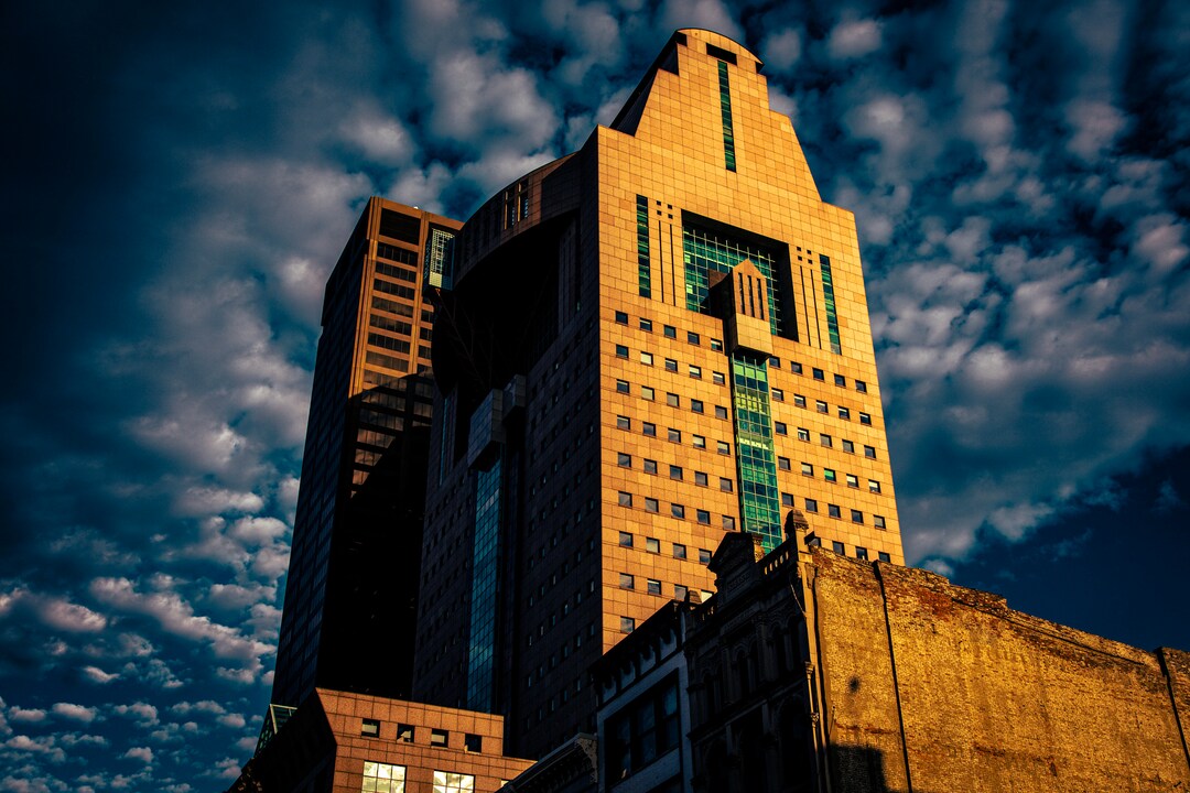Looking up at the Humana Tower From Main Street Louisville on Canvas ...