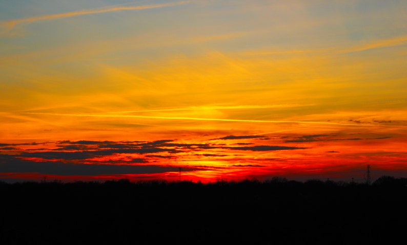 Yellow & Red Sunset Photo on Canvas Modern Wall Art Canvas - Etsy