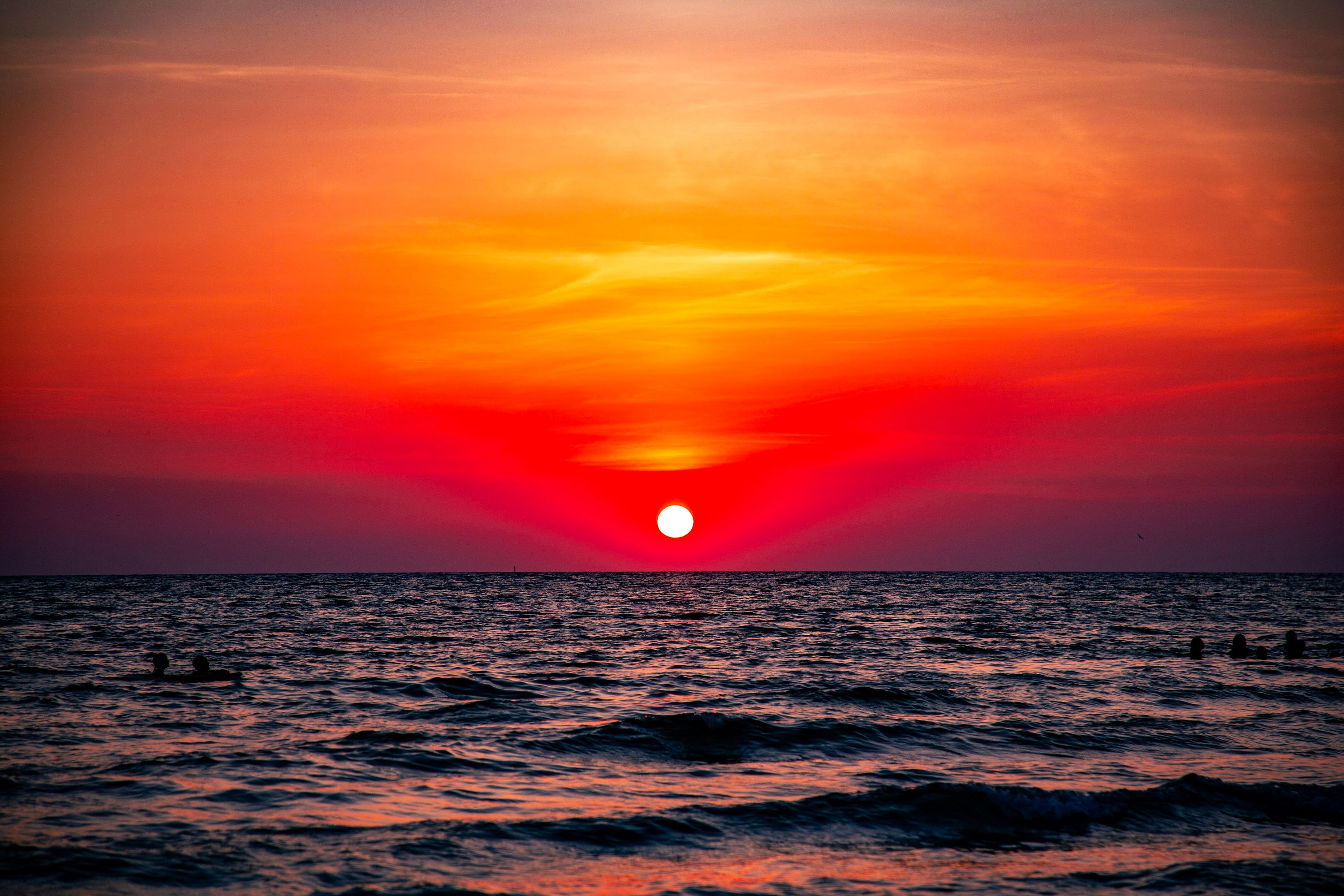 Red, Orange and Yellow Ocean Sunset Photo on Canvas, Modern Wall Art ...