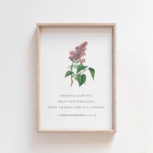 Floral Christian Wall Art, Rejoice Always, 1 Thess 5:16, Modern ...