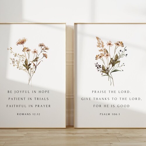 Christian Floral Set of 3 Bible Verse Wall Poster Set - Etsy