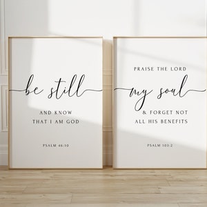 Bible Verse Wall Art Set of 2, Be Still My Soul, Minimal Christian Home ...