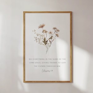 IN HIS NAME Colossians 3:17, Botanical Christian Print, Modern ...