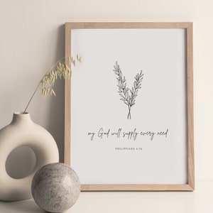 Philippians 4:19, Scripture Printable, Modern Christian Wall Art, Bible ...