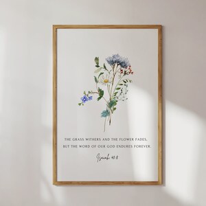 ISAIAH 40:8, Digital Download, Floral Christian Wall Art, Modern ...