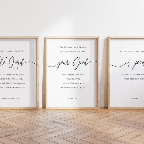 Christian Floral Set of 3 Bible Verse Wall Poster Set - Etsy