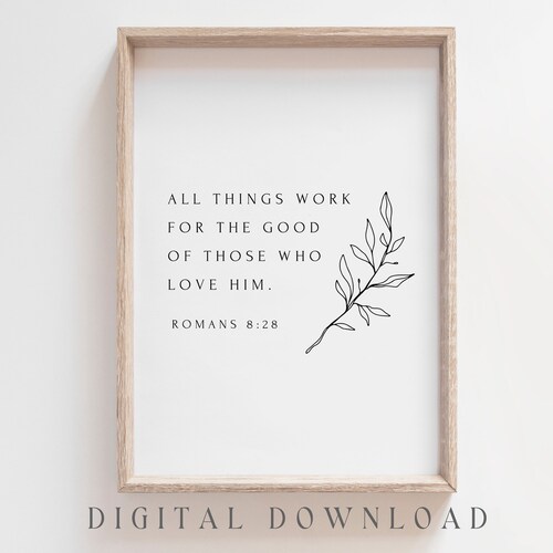 ROMANS 8:28 Modern Bible Verse Wall Art Minimal Christian - Etsy