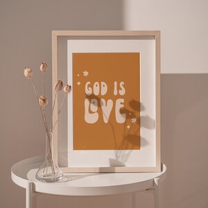 Boho Printable Wall Art, God is Love, Christian Aesthetic Faith Poster ...