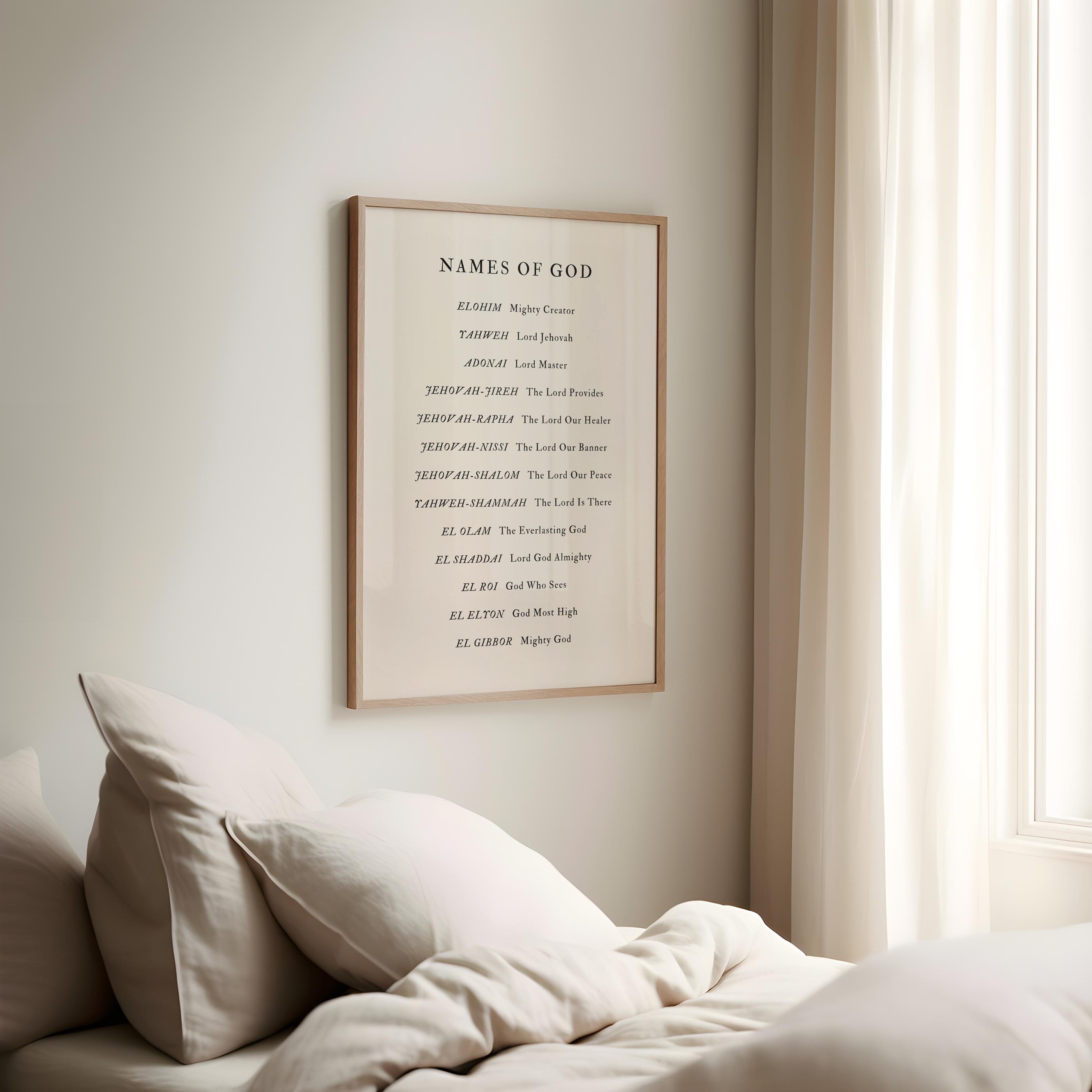 Hebrew Names of God, Christian Hanging Sign, Framed Bible Verse Wall ...