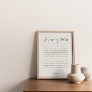 Bible Verse Wall Art, Psalm 23 Poster, the Lord is My Shepherd, Minimal ...
