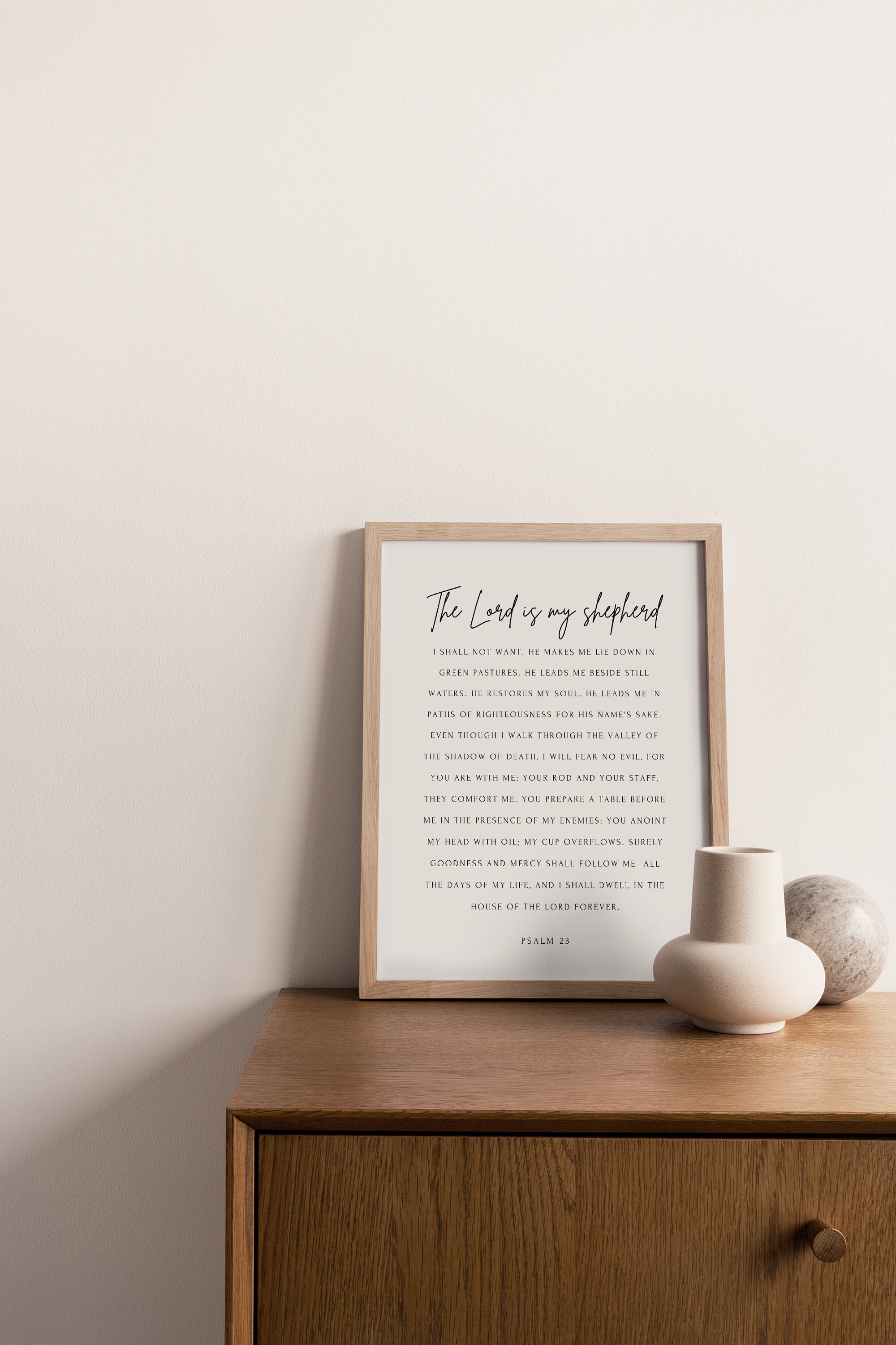Bible Verse Wall Art, Psalm 23 Poster, the Lord is My Shepherd, Minimal ...